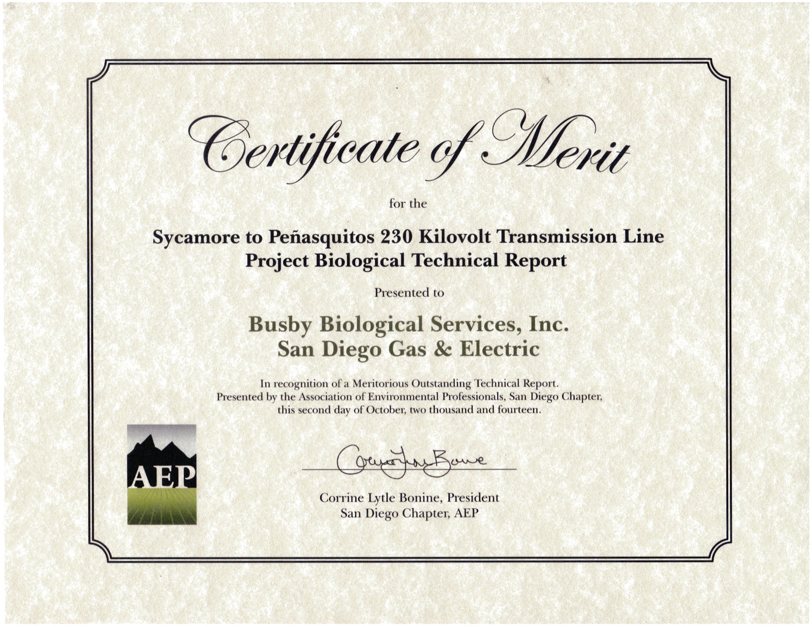 BBS Receives a Meritorious Award at the 2014 AEP Awards Event! « Busby ...